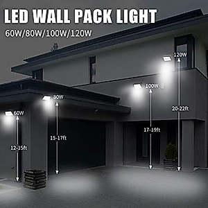 LED Wall Pack Light, 120W 15600LM with Dusk to Dawn Photocell 5000k (100-277V), DLC ETL Certified, Suitable for Outdoor Shop Commercial Security WallPack Lighting for Outside Warehouse, Parking Lot