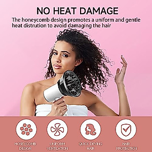 Diffuser Attachment for Hair Dryer, Hair Diffuser, Hair Diffuser for Curly Hair, 2023 Upgrade Universal Collapsible Diffuser for Hair Blow Dryer Travel Gifits Defuzzer Hairdryer for Wavy Women, Black