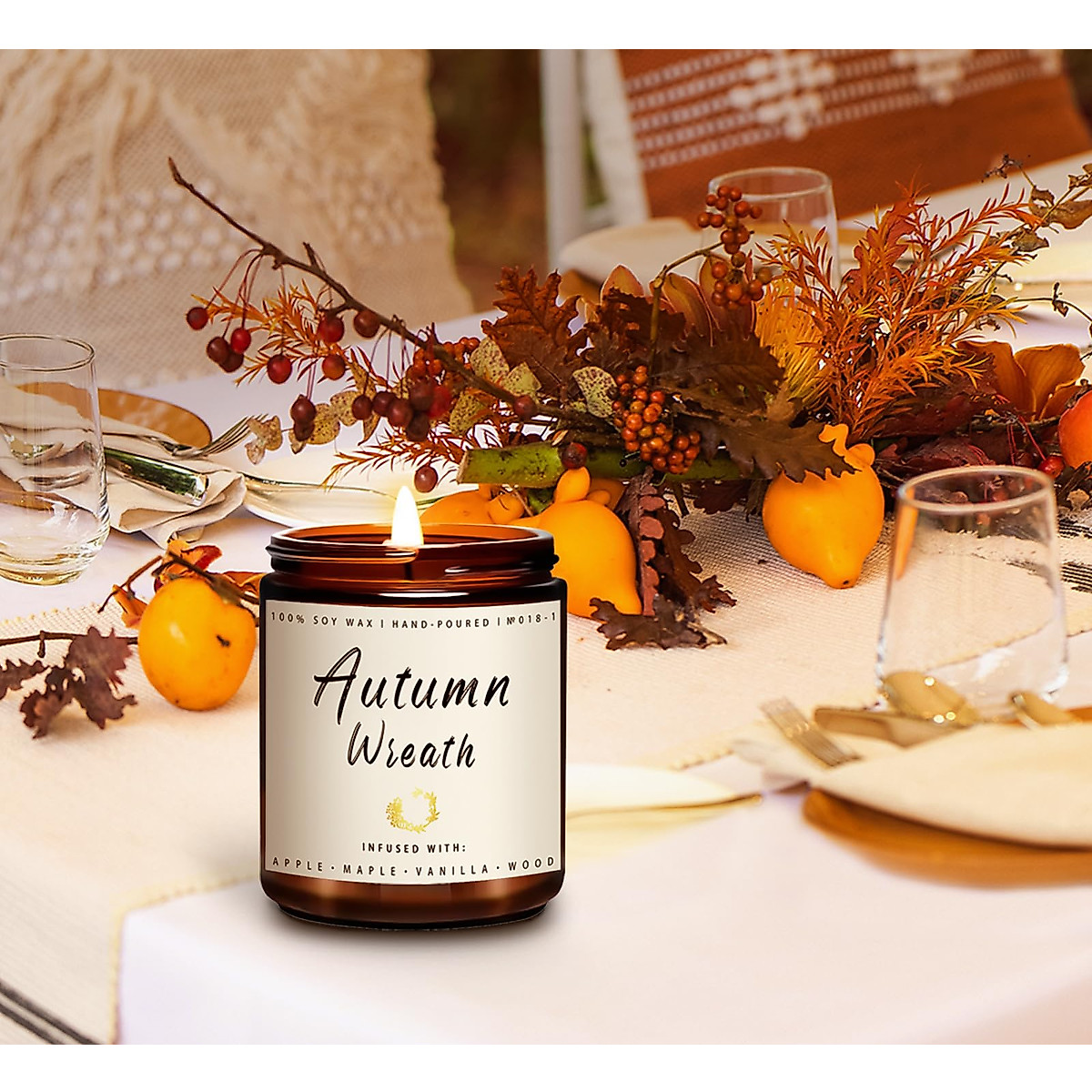 Fall Candle Set | 4pack Fall Scented Candles for Home, Scented Candles for Autumn Fall - Home Scented Candle Set, Candle Gift for Women - Scent of Wreath/Cinnamon Pumpkin/Apple Pie/Comfort