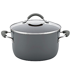 Rachael Ray - 16802 Rachael Ray Cucina Nonstick Cookware Pots and Pans Set, 12 Piece, Sea Salt Gray