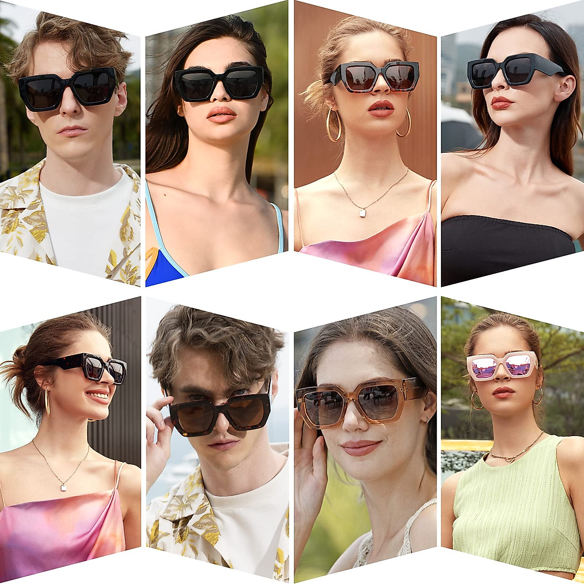 Oversized Square Polarized Sunglasses for Women Trendy Classic Retro Large Frame Black Sunglasses Ladies Shades UV400 Protection