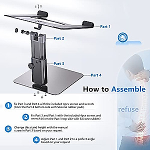 Shmyby Laptop Stand, Ergonomic Aluminum Laptop Stand for Desk, Adjustable Laptop Riser Compatible with MacBook, Air, Pro, Dell XPS, HP, Xiaomi, Samsung, and Other 10-17 inches laptops