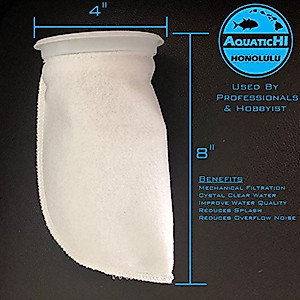 AquaticHI 4 Pack Felt Filter Socks, 200 Micron, 4 Inch Ring by 8 Inch Long, for Freshwater/Saltwater Aquariums, Ponds, Use in Sumps/Overflows