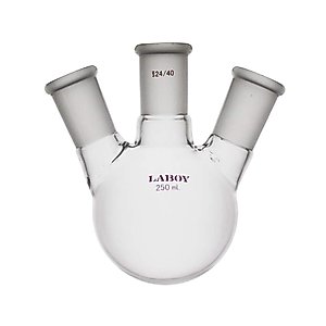 Laboy Glass 250mL 3 Neck Round Bottom Boiling Flask with 24/40 Center Joint & Side Joints Angled Distilling Receiving Reflux Flask Multi Neck Distillation Apparatus Organic Chemistry Lab Glassware