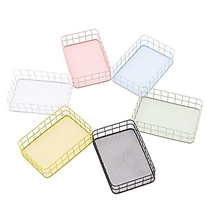 Houchu Desktop Decor Large Nordic Cosmetics Organizer Metal for Office, Home Storage Box Quality Sundries Basket(Pink)