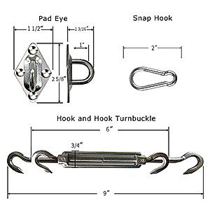 COCONUT Shade Sail Hardware Kit for Sun Shade Sail Installation 316 Anti-Rust Stainless Steel 6 Inches Courtyard Driveway Patio Garden