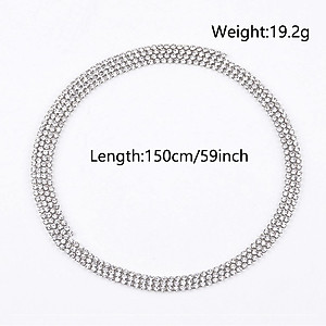 Lirgoriy Silver Necklace Rhinestone Tassel Necklace Sexy Crystal Long Choker Necklaces Accessories for Women Body Jewelry Nightclub Party (Silver2)
