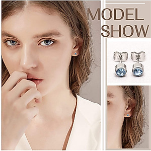 Titanium Women Stud Earrings Hypoallergenic Earring Studs Rhinestone 4mm Sensitive Ears Stud Earrings Birthday Giving