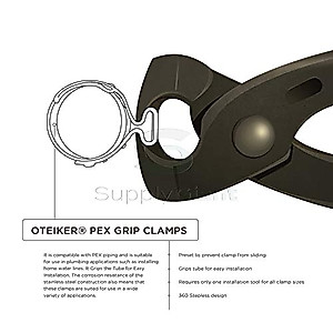SUPPLY GIANT QYLU-DS34-70 Oetiker Style Pinch Clamps Pex Cinch Rings 1/2 INCH, Stainless Steel Pack of 50