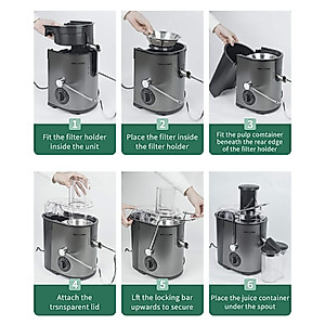 MAMA'S CHOICE Juicer Machine, 800W Juice Extractor with 3'' Big Mouth, 3 Speed Centrifugal Juicer for Whole Fruit Vegetable, Easy to Clean, Non-Slip Feet, BPA-Free