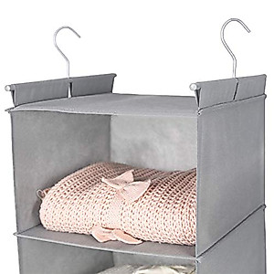 MAX Houser 6 Tier Shelf Hanging Closet Organizer, Closet Hanging Shelf with 2 Sturdy Hooks for Storage, Foldable (Light Grey)