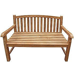 Seven Seas Teak Buenos Aires Outdoor Patio Oval Bench, 4 Foot Made from Solid Teak Wood