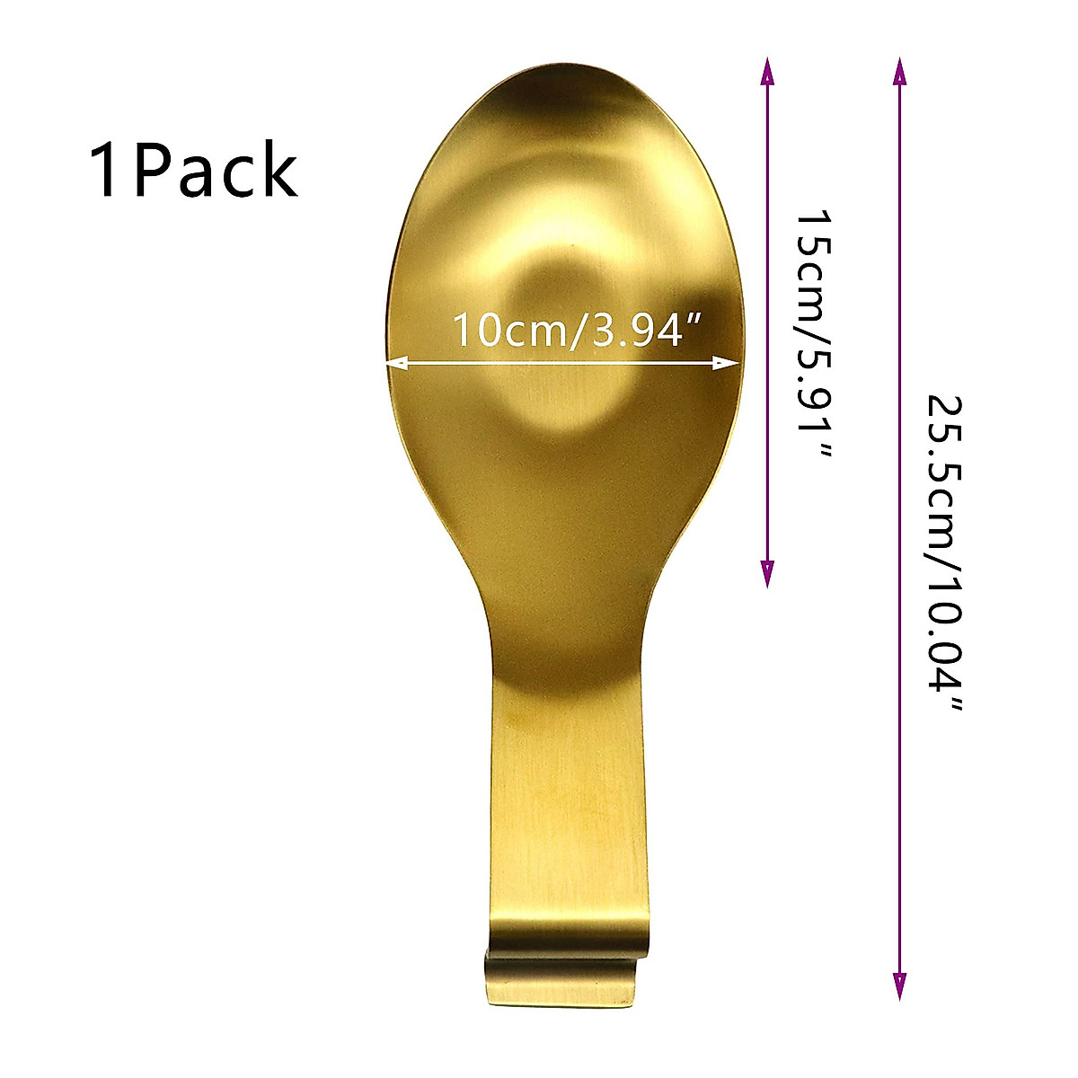 Curqia 1 Pack Brushed Gold Spoon Rest Modern Stainless Steel Spoon Rest Large Spatula Holder for Kitchen Countertop, 10×4 Inches