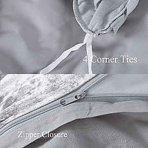 YINFUNG Velvet Duvet Cover Silver Queen Luxury Grey Crushed Velvet Boho Crinkle Light Grey Sequin Glossy Sparkle Glitter Vibrant Textured 90×90 Winter Bedding Set