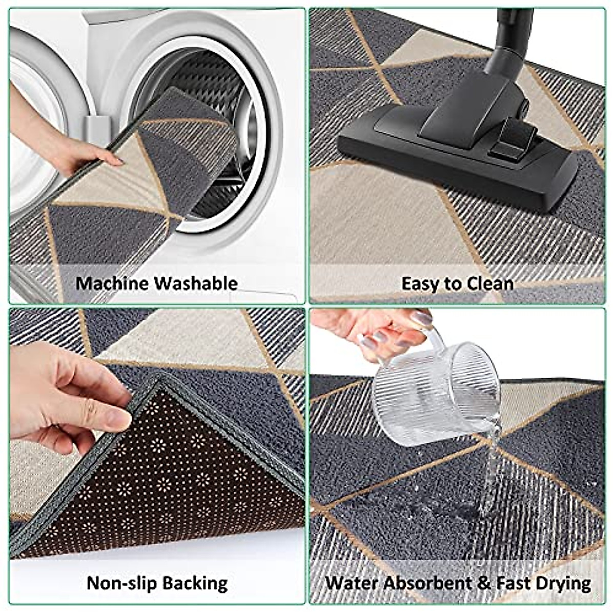 Lavezee Indoor Doormat Front Back Door Rug, 19.6"x31.5" Absorbent Non Slip Soft Floor Inside Mat for Entrance, Patio, Grey