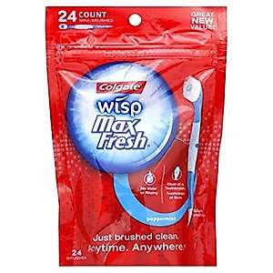Colgate Wisp Portable Mini-Brush Max Fresh, Peppermint, 24 Count