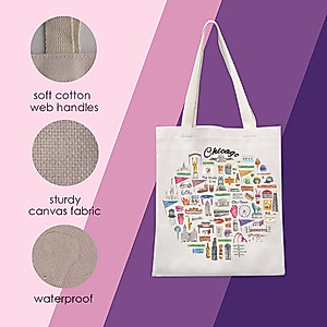 MNIGIU Chicago Tote Bag - Chicago Souvenir Gift Travel Bag - Welcome Bag