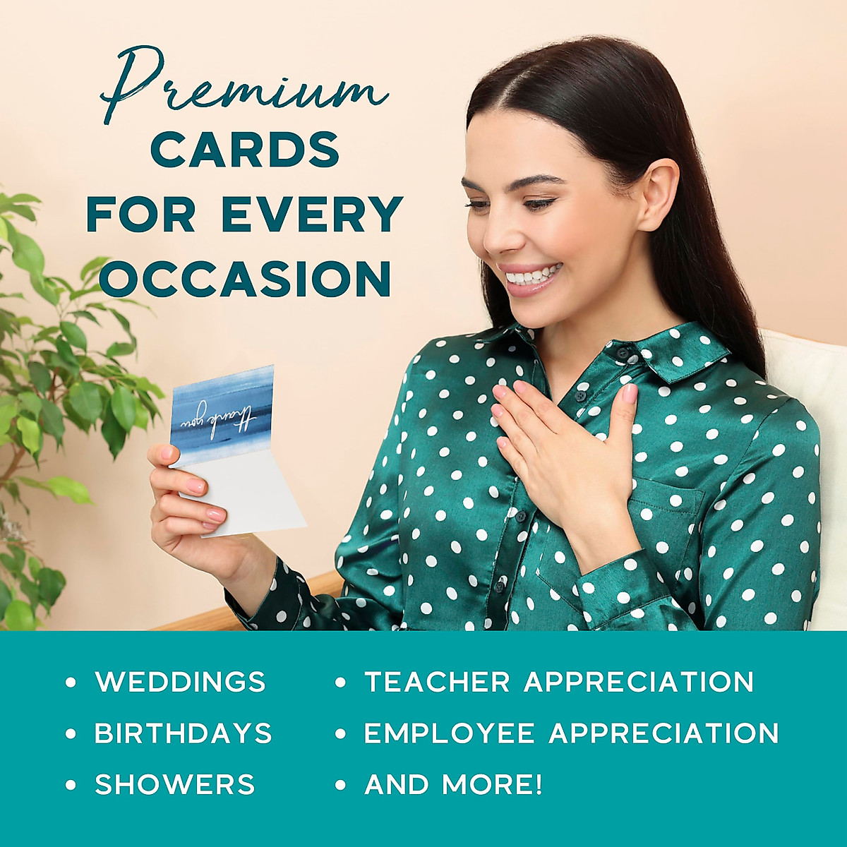 VNS Creations 100 pack Thank You Cards with Envelopes & Stickers - Classy 4x6 Blank Thank You Cards Bulk Box Set - Large Thank You Notes for Wedding, Small Business, Baby & Bridal Shower (Ombre)