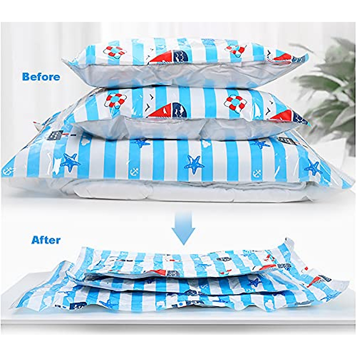 Vacuum Storage Bags Space Saving Bags for Comforters Clothes Pillow Bedding Blanket Storage, Free Travel Hand Pump Included, Double Zip Lock Seal & Leak Valve (4 Pack Medium - 28 * 20 inches)