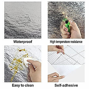 4PCS Kitchen Oil Proof Backsplash Wallpaper Peel and Stick Aluminum Foil Contact Paper Self Adhesive Water Proof Heat Resistant Wall Sticker for Countertop Cabinet Drawer Liner Shelf Liner(472 Inch)