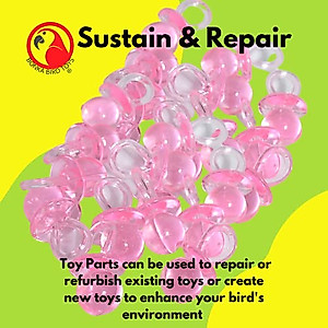Bonka Bird Toys Blue Pink Yellow Clear Acrylic Pacifiers Foot Talon Craft Part Baby Binkie Shower Decoration Party Small Medium Large Bright Color Durable (Medium 24 Pieces, Pink)