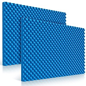 YDHTDLHC 2 Pack Acoustic foam panels 24" X 48" X 2" egg crate foam pad sound proof foam panels studio foam wall panels noise dampening foam wedges decoration tiles for office, home or theater - Blue