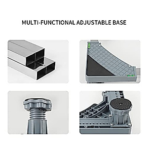 HQO LOVL Fridge Stand Mobile Base with 8 Locking Wheels and 4 Strong Feet, 19.7”-27.5” Adjustable Furniture Dolly for Washer Dryer Washing Machine Stand Pedestal, Refrigerator Stand(KBN-14GRAY)