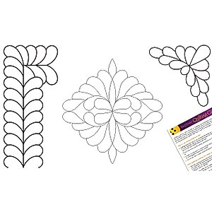 Border and Corner Feather Quilting Stencils - with Square Block Stencil - 3 Quilting Plastic Quilt Stencil Set for Borders, Background, Patterns - for Machine and Hand Quilting - with Guide