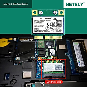NETELY Wireless-AC 7265HMW Mini-PCIE Interface 1200Mbps WiFi Adapter with Bluetooth 4.2 for Windows 7,8.1,10,11 Laptop PCs and Desktop PCs, 2.4GHz 300Mbps & 5GHz 867Mbps, Intel Wireless-AC 7265D2W