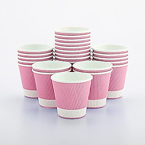 8 Ounce Disposable Coffee Cups, 500 Double Wall Hot Cups For Coffee - Lids Sold Separately, Rippled Wall, Light Pink Paper Insulated Coffee Cups, For Coffee, Tea And More-Restaurantware