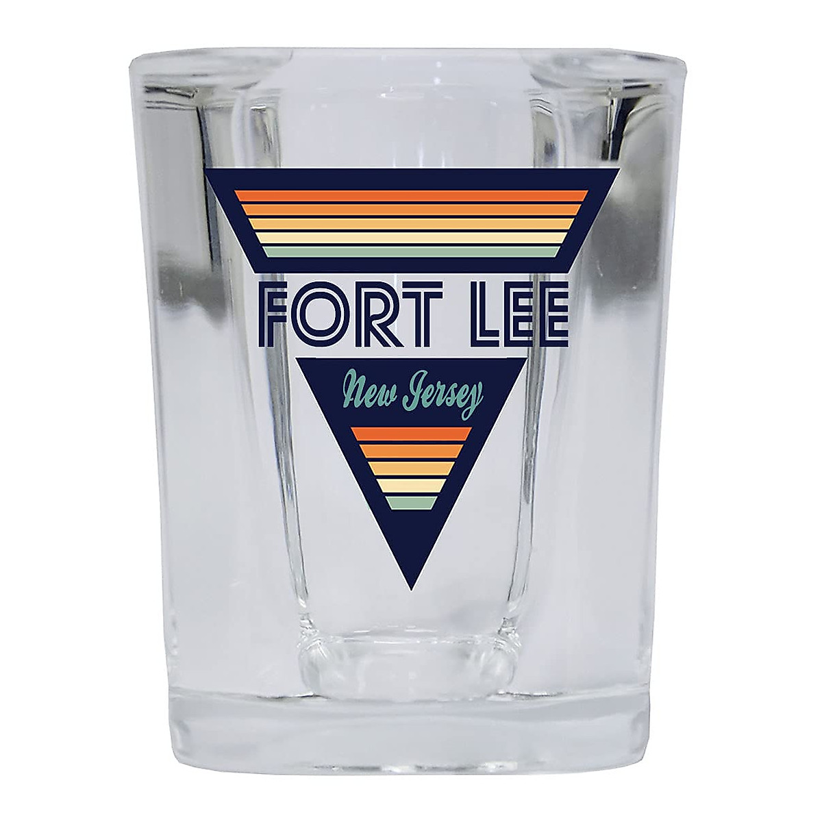 R and R Imports Fort Lee New Jersey 2 Ounce Square Base Liquor Shot Glass Retro Design