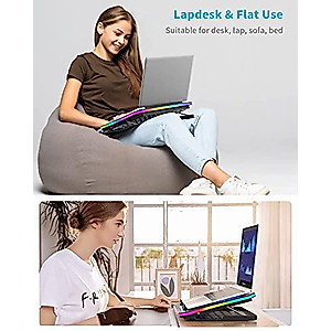KeiBn Upgarde Laptop Cooling Pad, RGB Lights Laptop Cooler 6 Fans for 15.6-17.3 Inch Laptops, 7 Height Stands, 10 Modes Light, 2 USB Ports, Desk or Lap Use (A8,Blue)