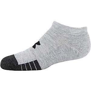 Under Armour Unisex-Child Performance Tech No Show Socks, Multipairs, Steel Assorted (6-Pairs), Small