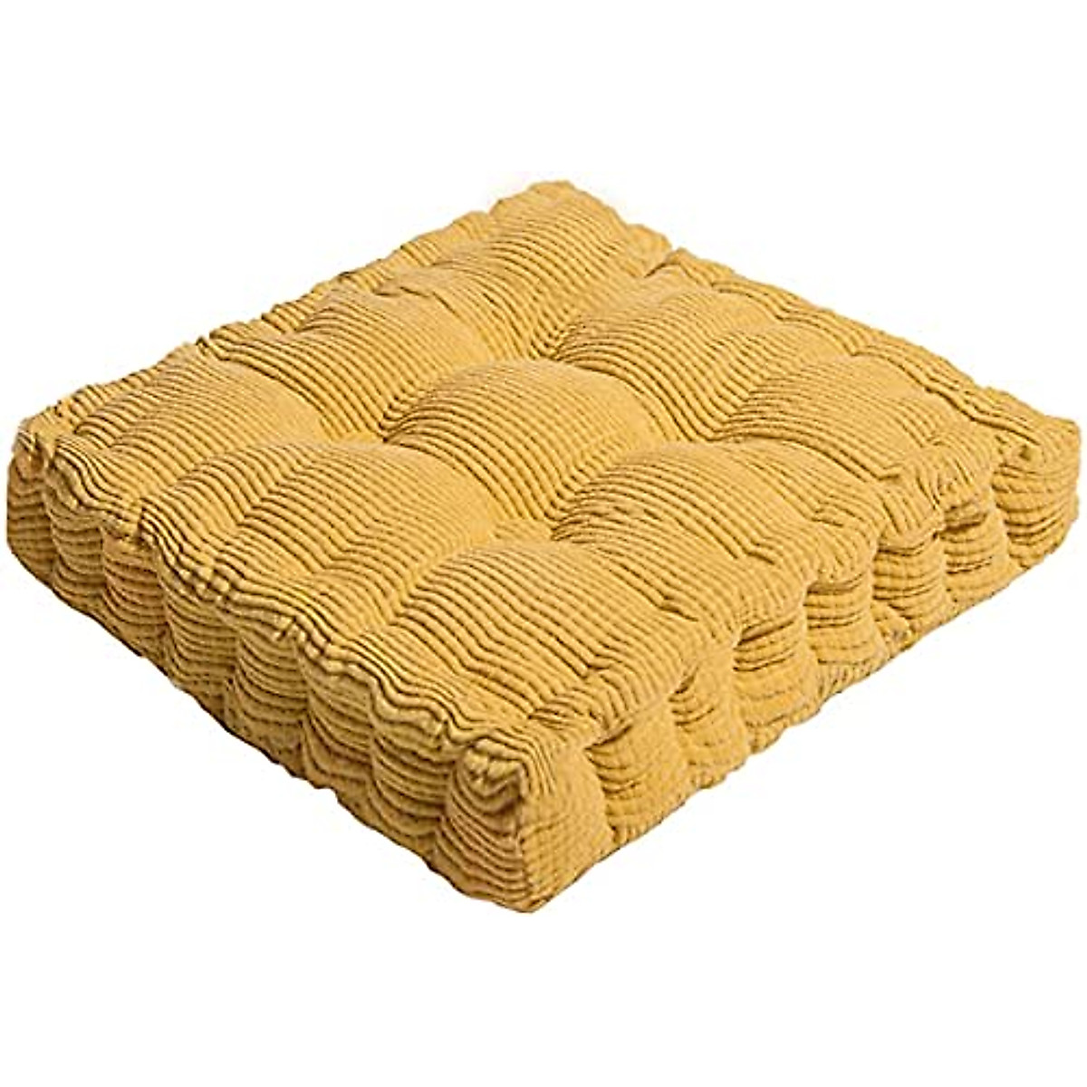 ChezMax Chair Cushions Large Outdoor Indoor Seat Cushion Thickened Bench Mat Durable Floor Pillow Winter Chair Pads for Bedroom Balcony Car Office Patio Sofa Travel Yellow Square 20"