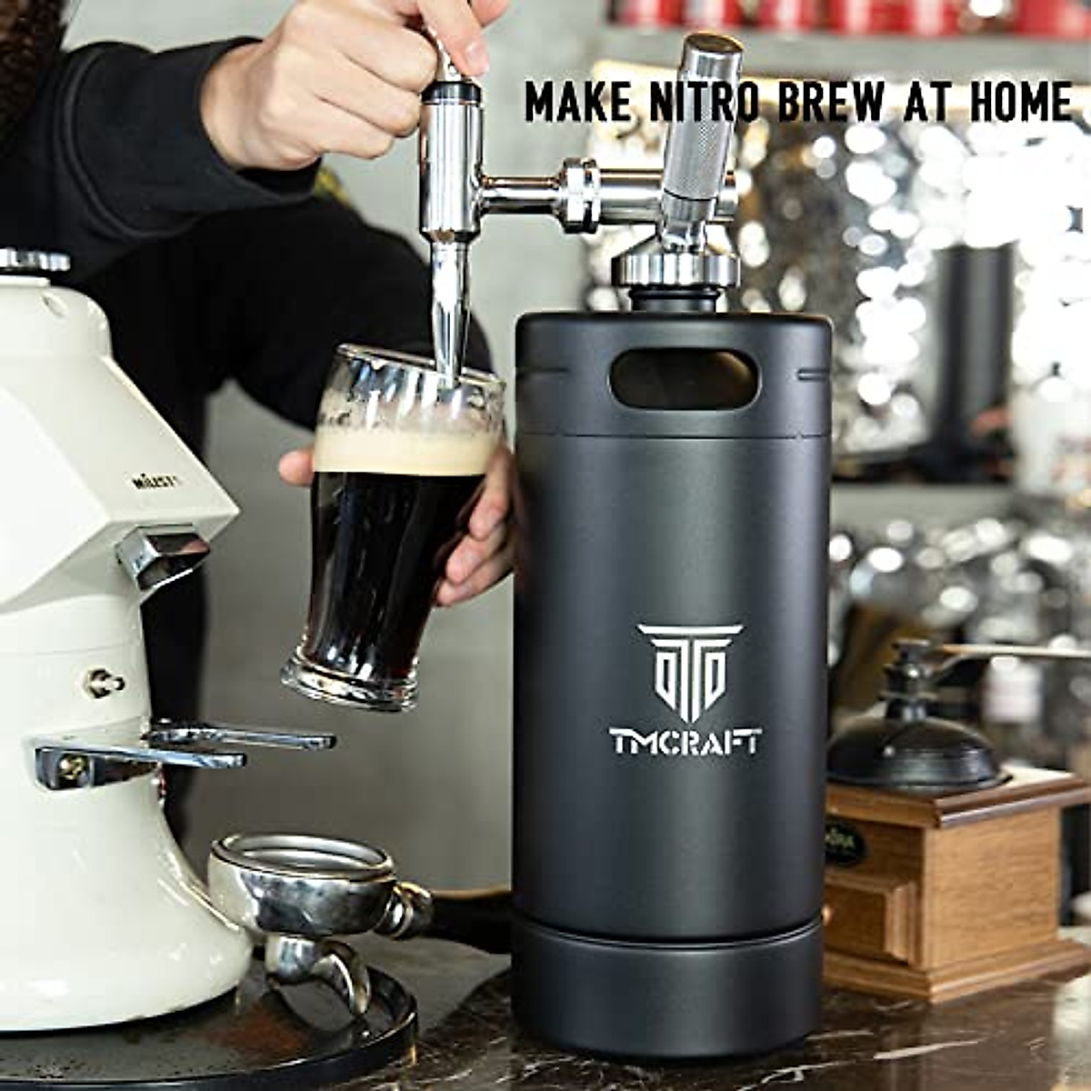 TMCRAFT 128oz Nitro Cold Brew Coffee Maker, Home Brew Coffee Keg with Stainless Steel Stout Creamer Faucet & Pressure Relieving Valve