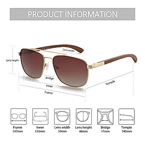 ZENOTTIC Aviator Wood Polarized Sunglasses for Men 100% UV Protection Fishing Driving Golf