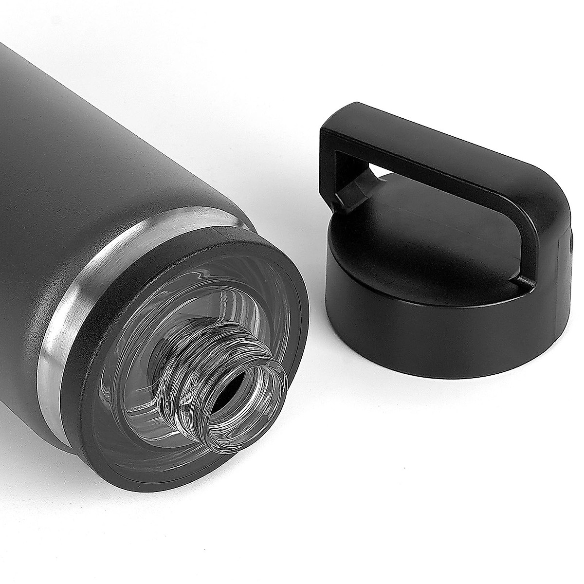 Linkidea Water Bottle Lid with Handle Compatible with YETI Rambler Bottle 18oz/26oz/36oz/46oz/64oz Chug Cap, Water Bottle Chug Replacement Cap Lid (Black)