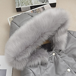 Girls Puffer Jacket Toddler Winter Coat Hooded Thickened Warm Winter Snowsuit Coat Windproof Jacket Outerwear Grey