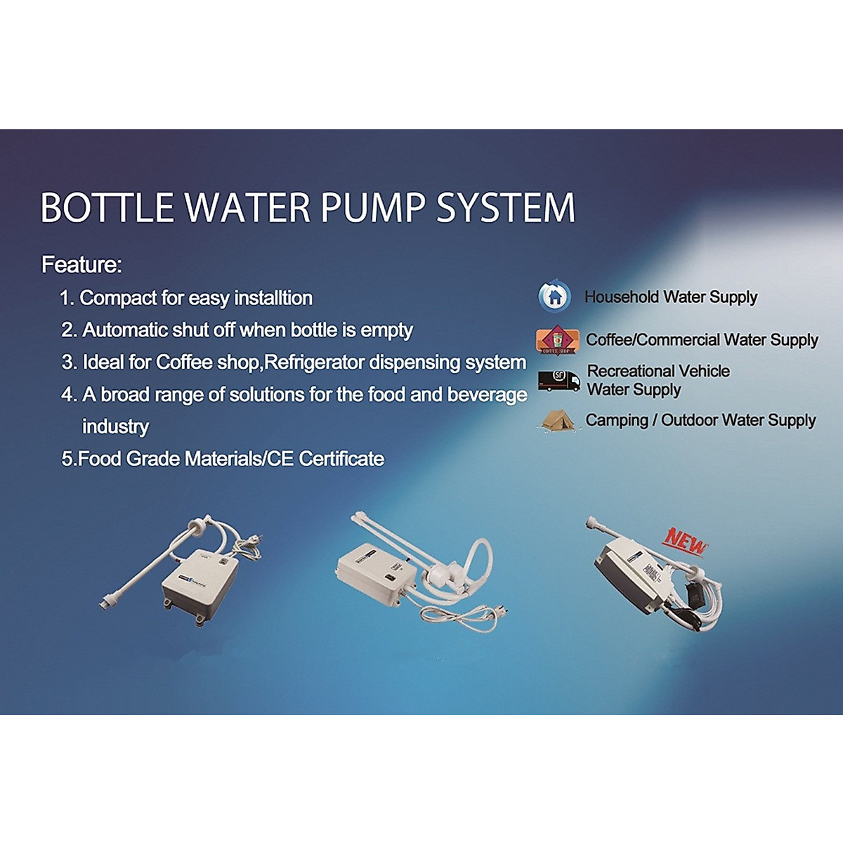 TDRFORCE Bottled Water System with singel water inlet Bottled Water Dispenser one Tube for Refrigerator Ice-Maker Coffee Brewer 3.8L