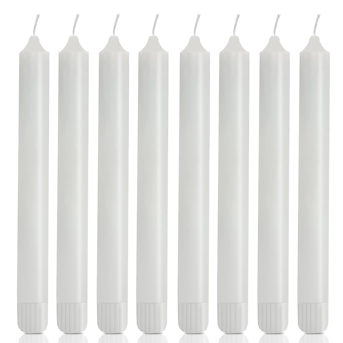 8 Pack 8 Inch Hand Poured White Dripless Taper Candles, Soy Candles, Non-Toxic, Unscented, Smokeless, for Candlesticks & Home Decor
