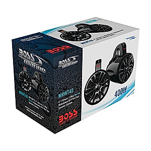 BOSS Audio Systems MRWT40 ATV UTV Marine Weatherproof Waketower System - 4 Inch Stereo Speakers, Full Range, 2 Way, Tweeters, IPX5 Rated, Sold in Pairs, Wake Tower For Boat