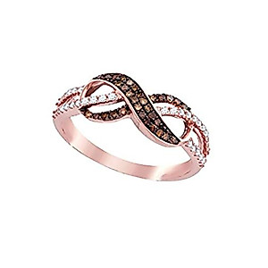 Infinity Brandy Diamonds 14k Rose Gold Chocolate Brown Diamond Beautiful Lovely Ring 1/3 Ctw.