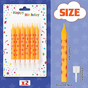 Conelist 12 Pcs Anime Theme Birthday Candles Yellow and Red Stars Print Themed Birthday Cake Candles Cupcake Topper for Boy and Husband 7 Stars Balls Themed Birthday Decoration Supplies