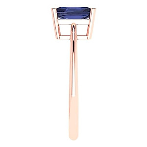 Clara Pucci 1.0 ct Radiant Cut Solitaire VVS1 Blue Sapphire Wedding Bridal Designer Anniversary Engagement Ring 14k Rose Gold 5.25