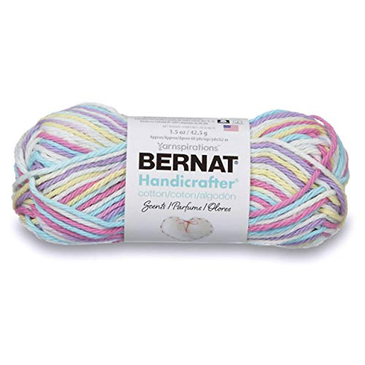 Bernat Handicrafter Cotton Scents Yarn, 1.5 oz, Gauge 4 Medium Worsted, Fleur De Lavane
