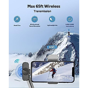 PUSEALON 2 Pack Wireless Lavalier Microphone for iPhone iPad, Plug-Play Professional Tiny Cordless Lapel Microphone Wireless, Wireless Mic for Recording Interview Vlog Livestream