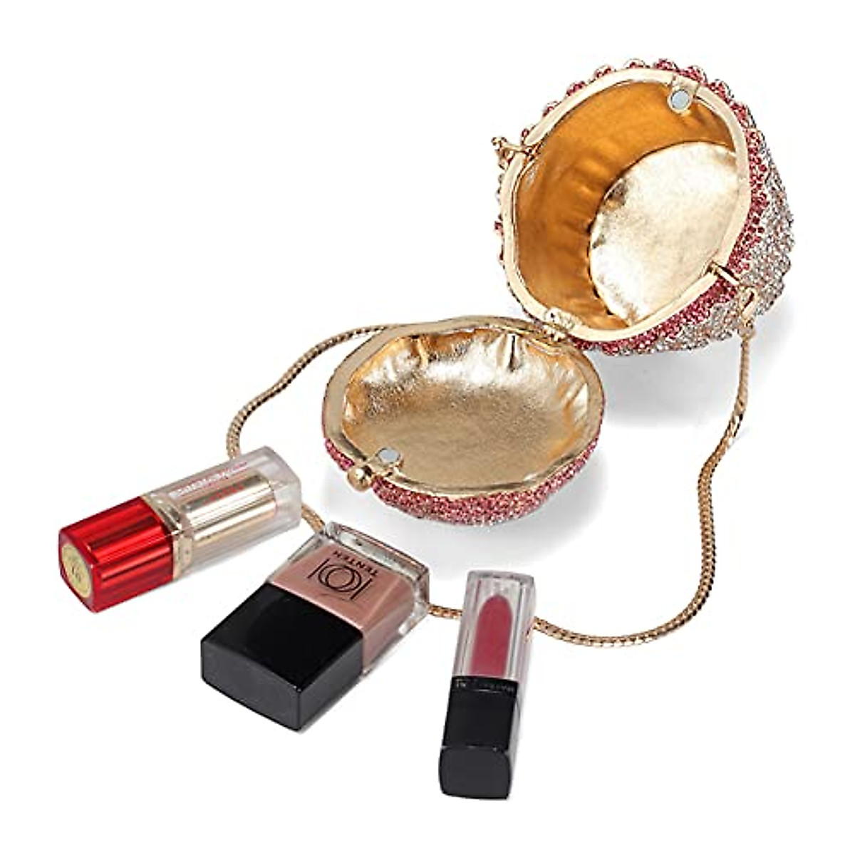 Tngan Women Cute Cake Evening Clutch Sparkling Full Rhinestones Mini Purse Banquet Prom Wedding Handbag, Pink 2