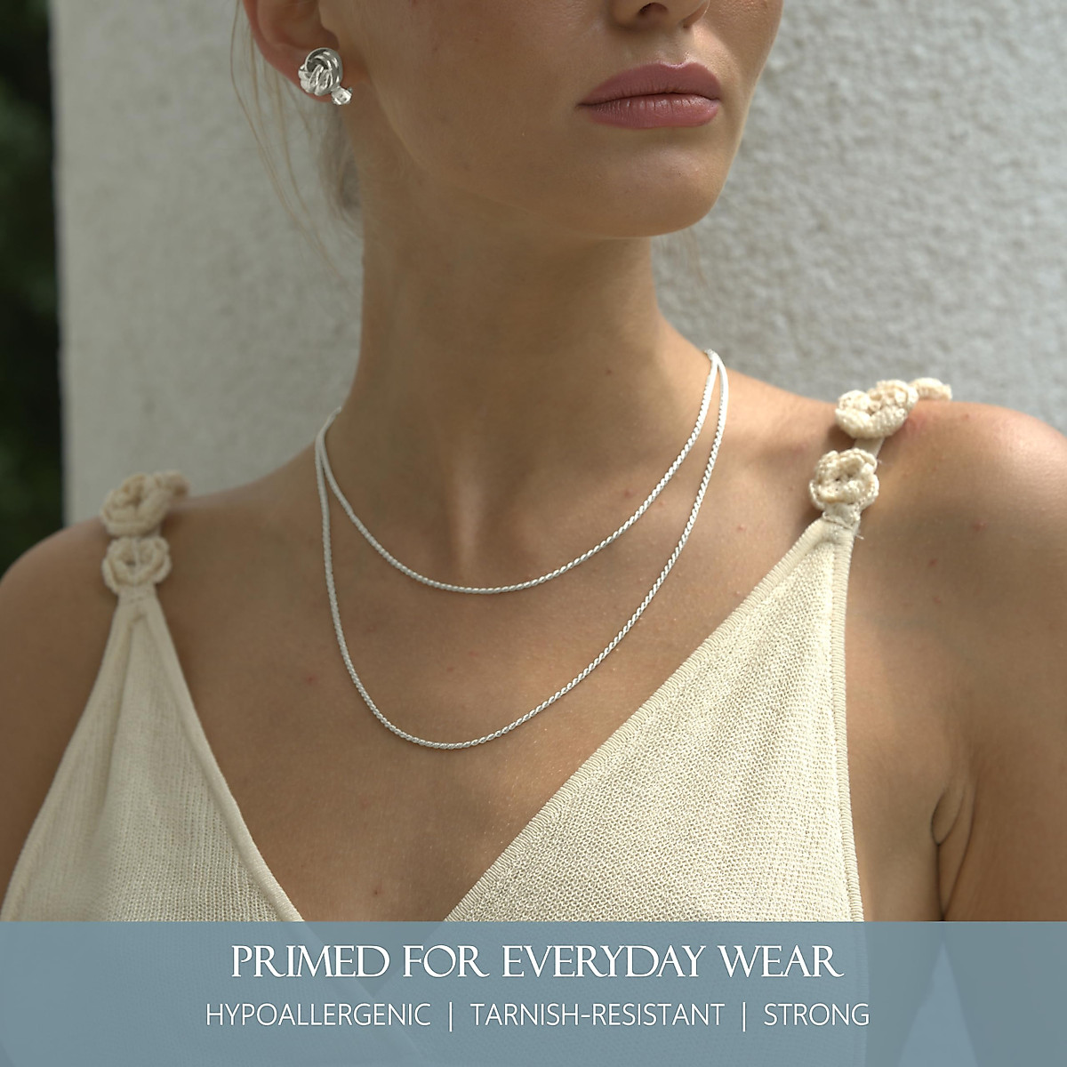 KISPER Solid 925 Sterling Silver Italian 1.6mm Diamond-Cut Twisted Braided Rope Link Chain Necklace for Men & Women with Lobster Clasp – Made in Italy, 20"