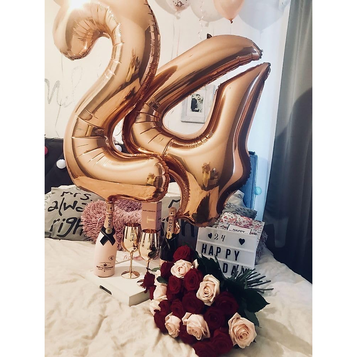 40 Inch 2024 Pack of 4 Gold Huge Numbers Balloons Giant Large Helium Foil Mylar Big Number for Christmas New Year Party Graduation Birthday (Gold, 40 Inches)