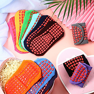 Geyoga 12 Pairs Non Slip Socks Women Yoga Socks with Grips Pilates Socks Hospital Anti Slip Gripper Ballet Fitness Socks(Bright Color)